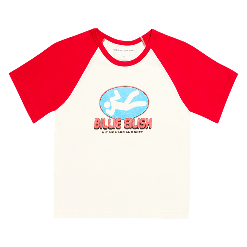 RED AND WHITE RAGLAN DROP SLEEVE TEE - Billie Eilish | Store