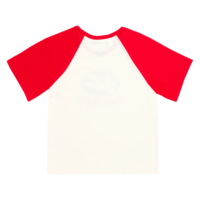 RED AND WHITE RAGLAN DROP SLEEVE TEE - Billie Eilish | Store